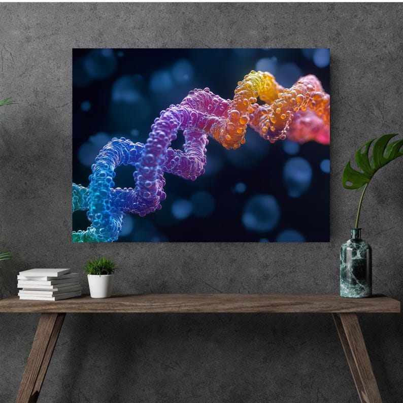 Rainbow DNA Strand Poster, Genetics Art Print, Gift for Students and ...