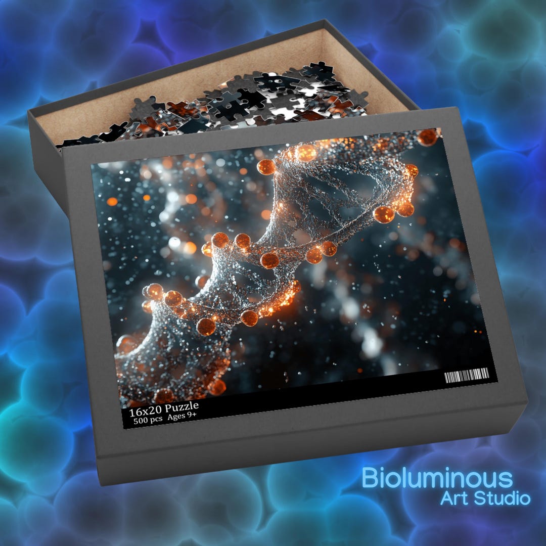 Silvery DNA Strand Puzzle. Miroscopic Science Art Jigsaw. Great Gift ...