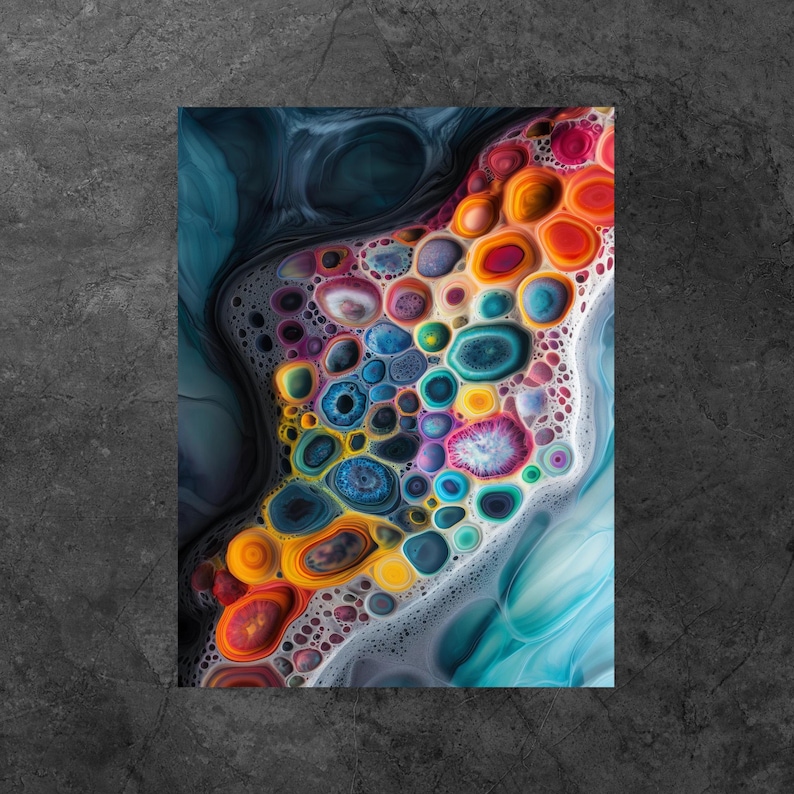 Colorful Cell Art Print: Abstract Biology Poster - Etsy