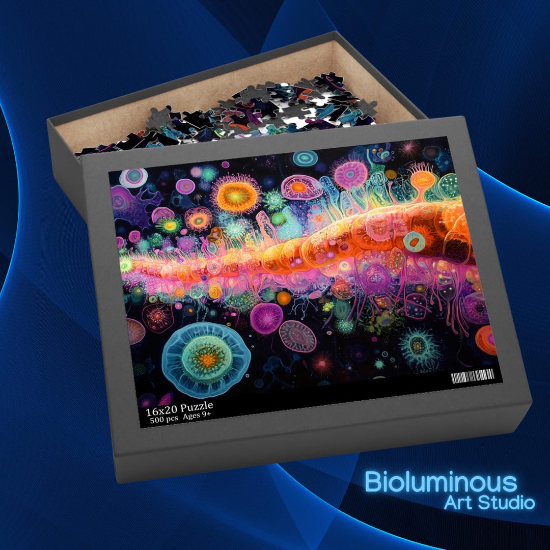 Colorful Biological Art Puzzle. Vibrant Miroscopic Biology Art Jigsaw ...