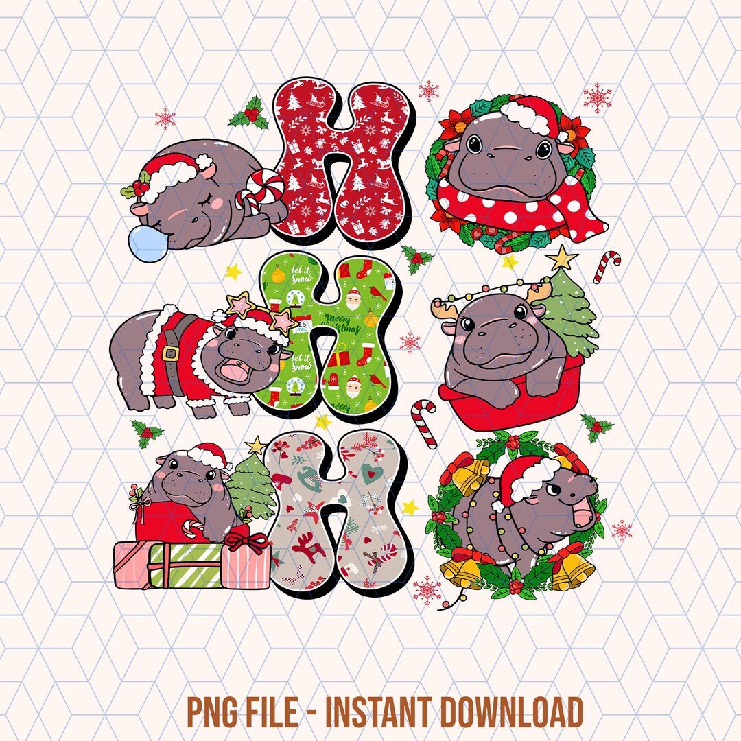 Ho Ho Ho Moo Deng Christmas Png, Funny Moo Deng Png, I Love Moo Deng ...