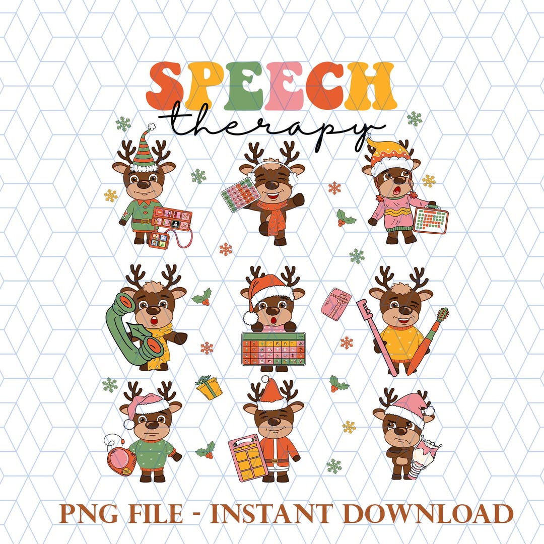 Speech Therapy Christmas Png, SLP Squad Christmas Png, SLP Reindeer ...