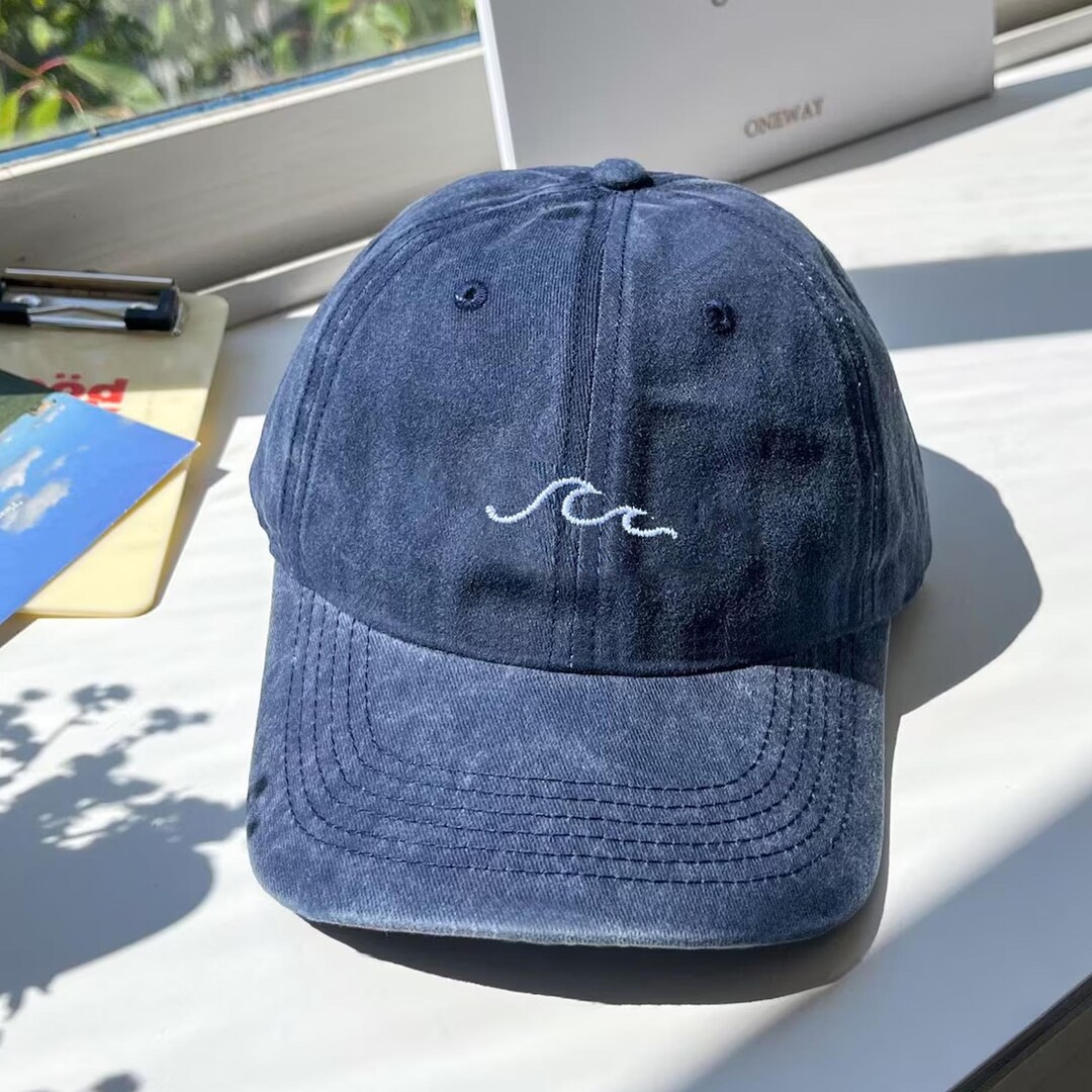 Embroidered Beach Wave Hat Baseball Cap, Bachelorette Party Hats, Navy ...