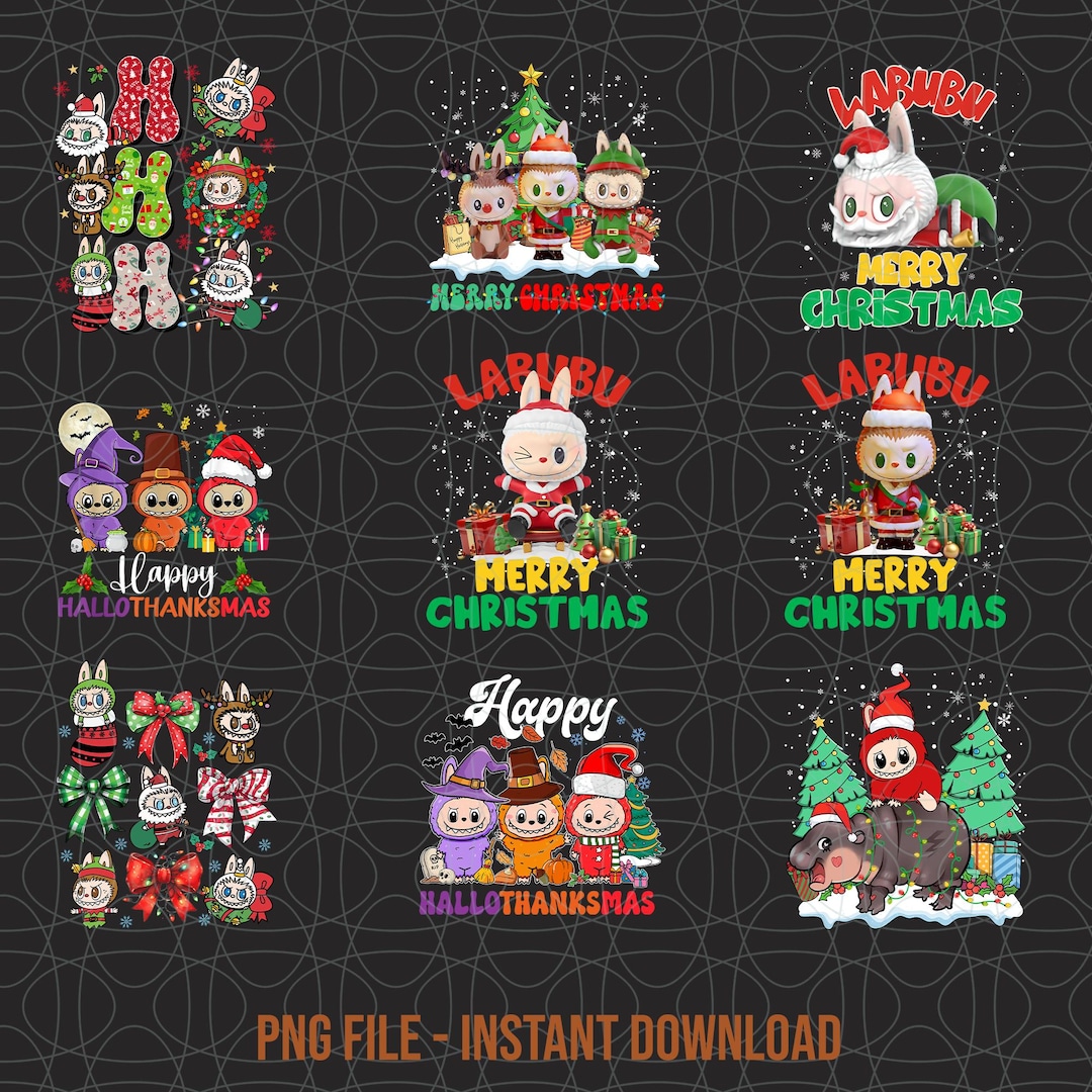 Cute Labubu Christmas Bundle, Cute Labubu Monster Christmas Bundle ...