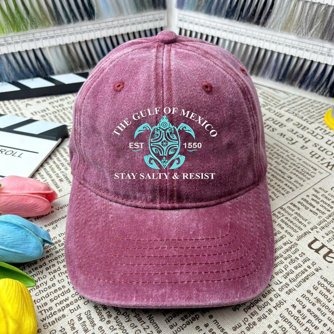 Gulf of Mexico Stay Salty Resistance Embroidered Hat, Subtle Political ...