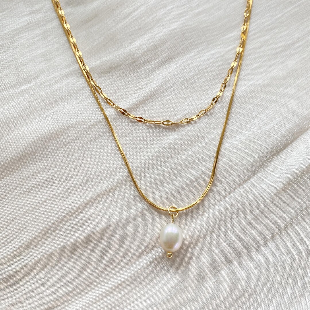 Freshwater Pearl Necklace,double Layer Pearl Necklace,dainty Pearl ...