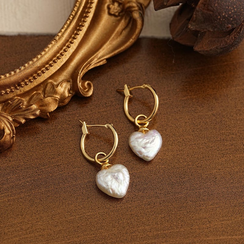 Pearl/heart Earrings - Etsy