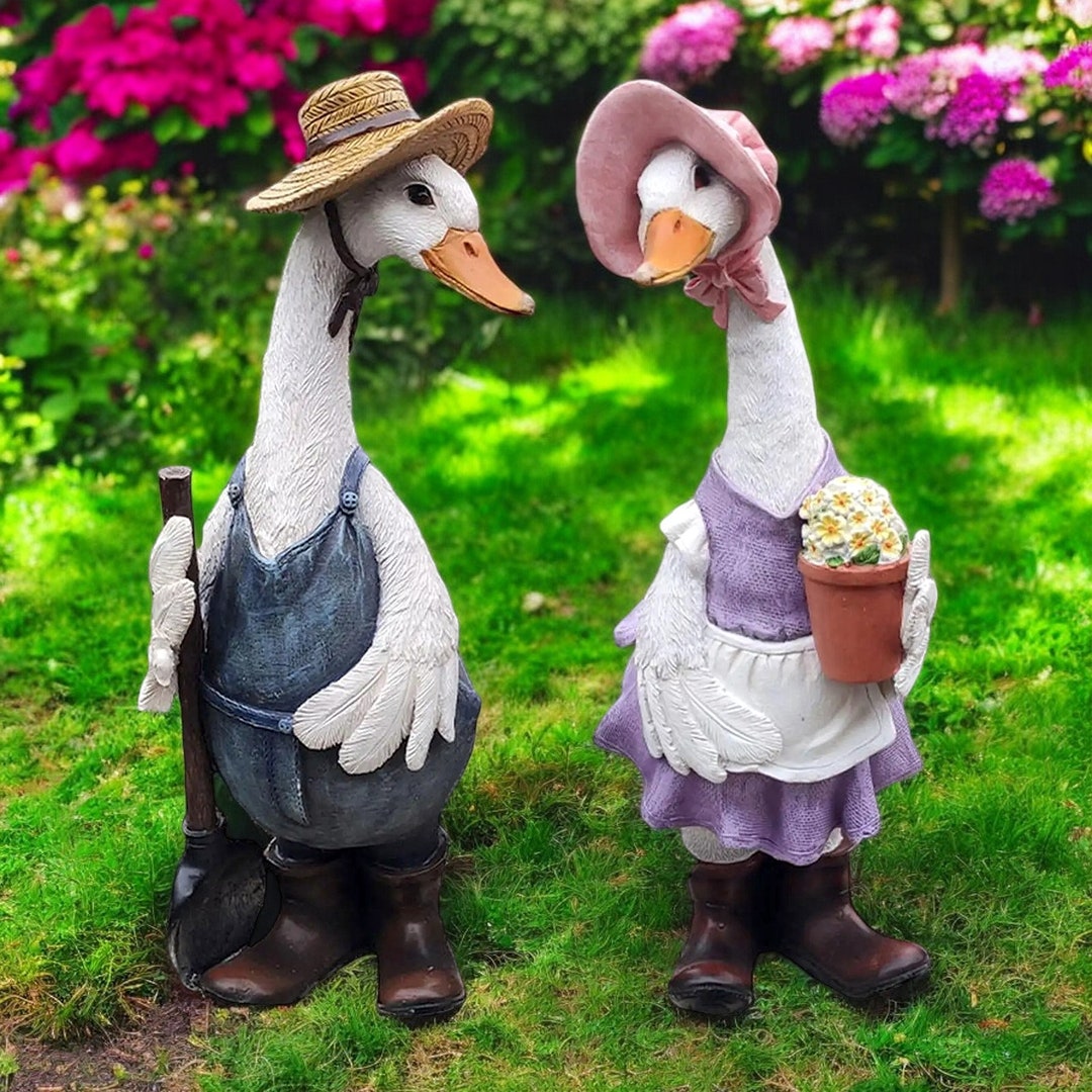 Lovely Goose Garden Sculpture - Geese Home Decoration, for Garden ...