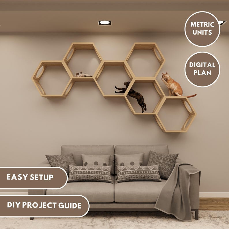 Cat Shelf | Hexagon Shelf | Modern Cat Furniture | Home Decor Plans ...