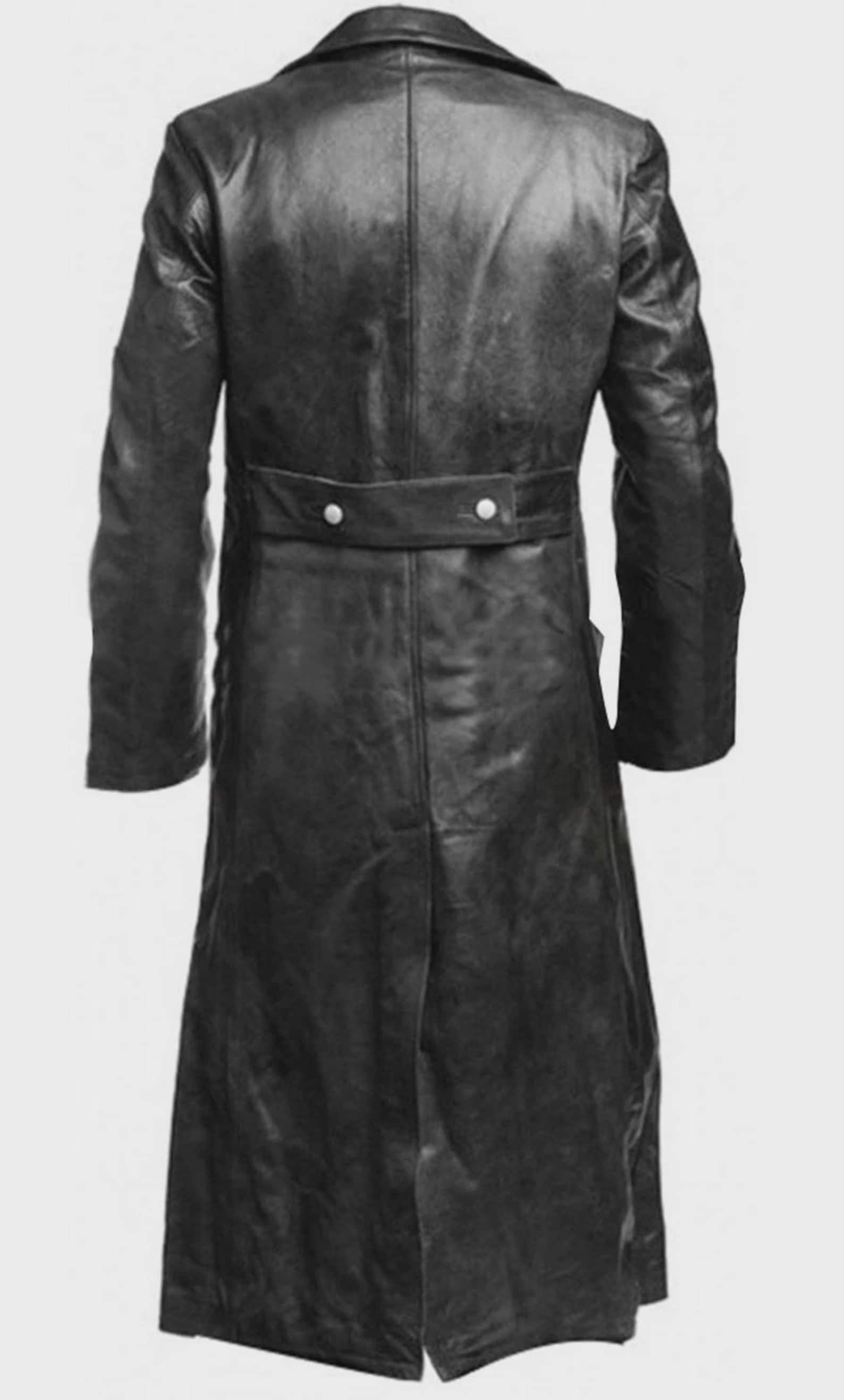 Vintage Faux Leather Trench Coat: Military Style Officer Coat - Etsy