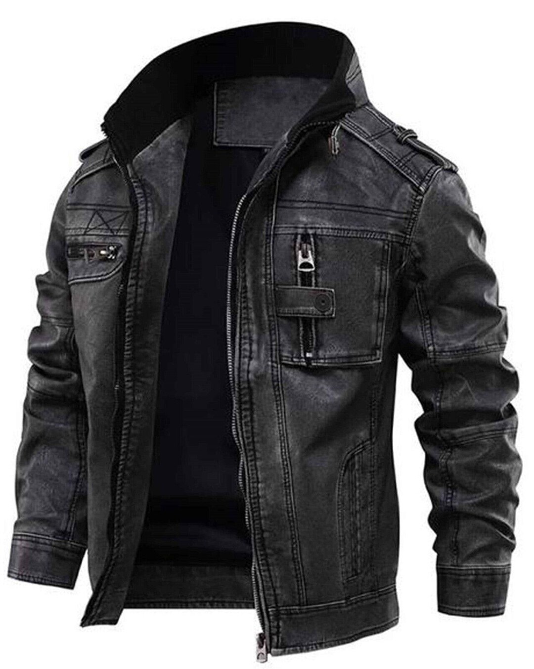 Handmade Motorcycle Biker Bomber Leather Jacket, Vintage Biker Retro ...