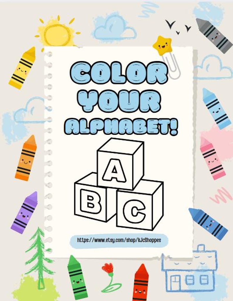 ABC Early Learning Coloring Book LETTERS A Z 27 PAGES - Etsy