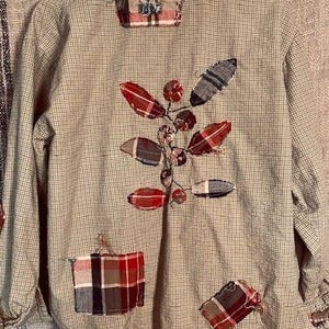 Ragged Hem, Pocket Green Check Shirt, Upcycled, Boho, Hippie, Wearable ...