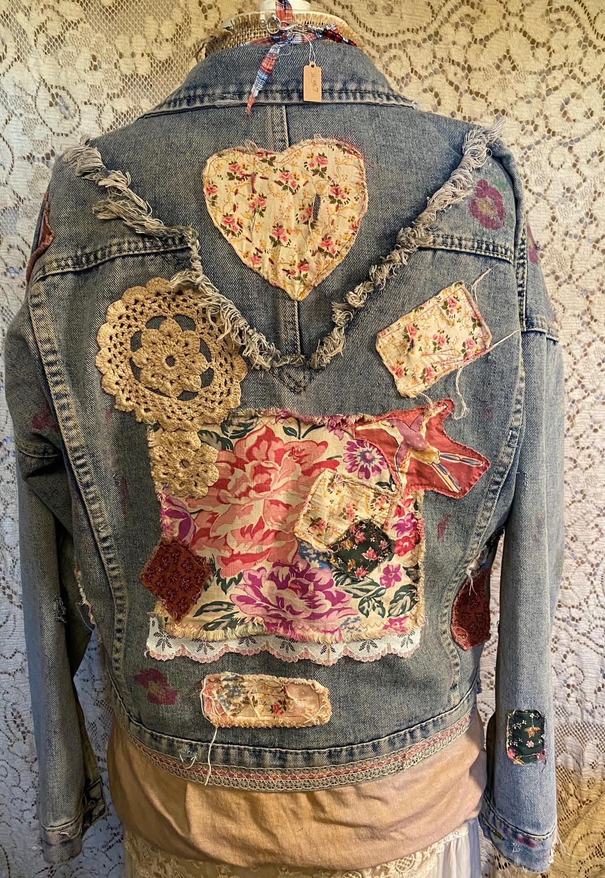 Tattered, Soft, Patched, Floral, Boho, Appliqué, Doily, Upcycled ...