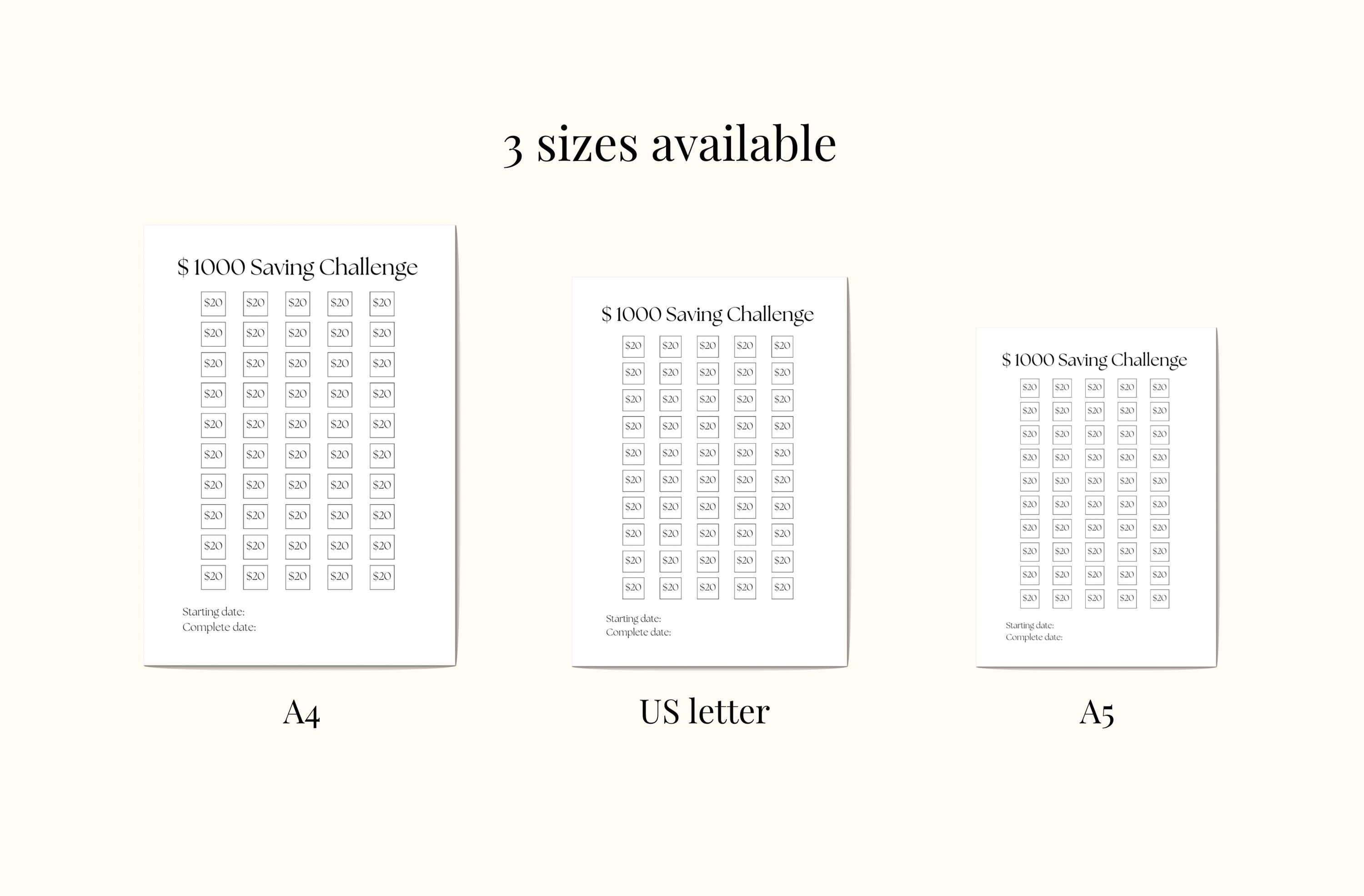Minimalistic Printable Saving Challenges | 1k, 2k, 5,050, 10k, 15k ...