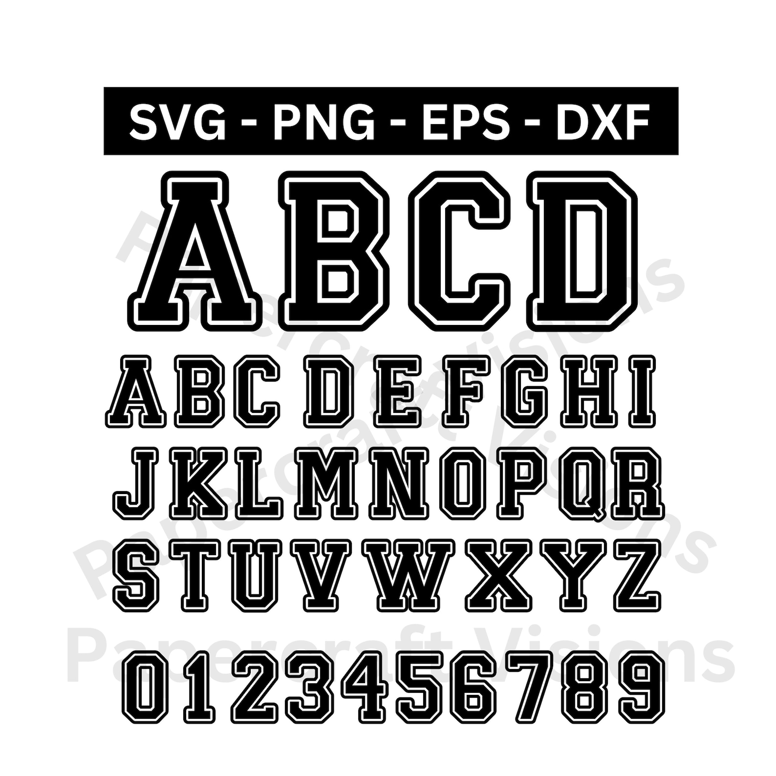 Varsity Font SVG: Sport Numbers & Letters Cut Files (digital Download ...