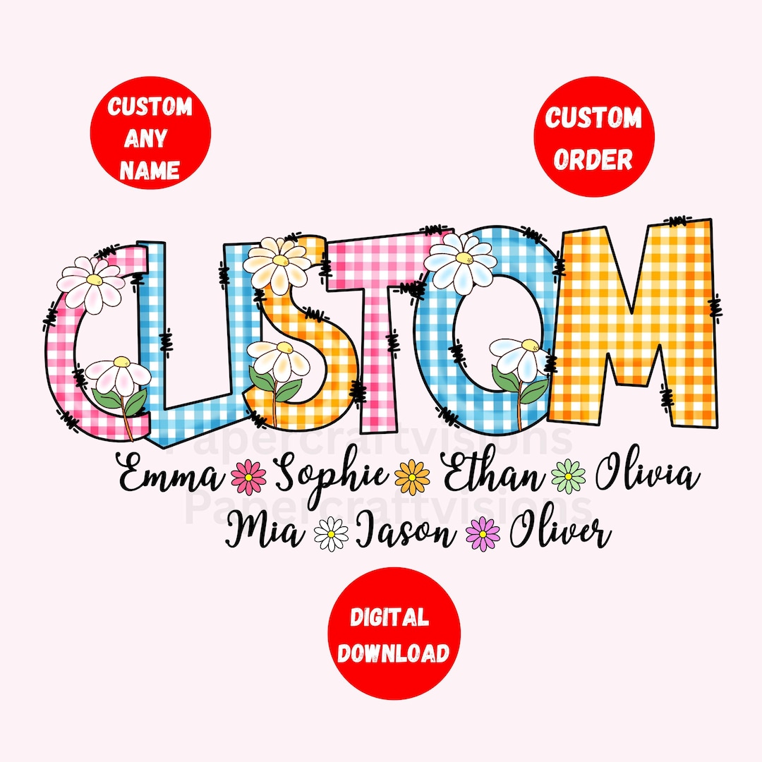 Custom Daisy Grandma PNG: Personalized Nickname & Kids Names (digital ...