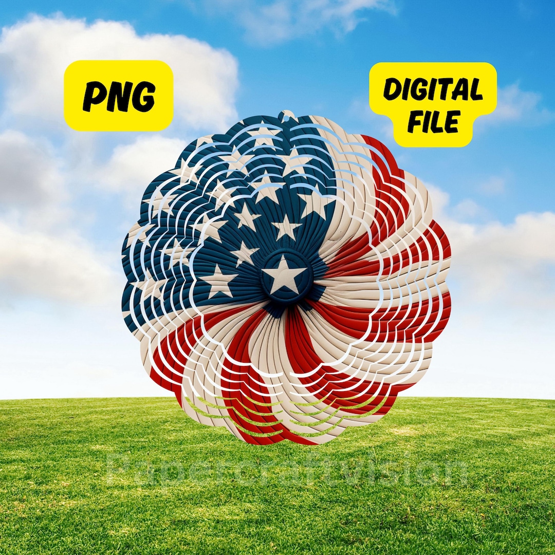 American Flag Wind Spinner Sublimation Design (PNG Digital File) - Etsy
