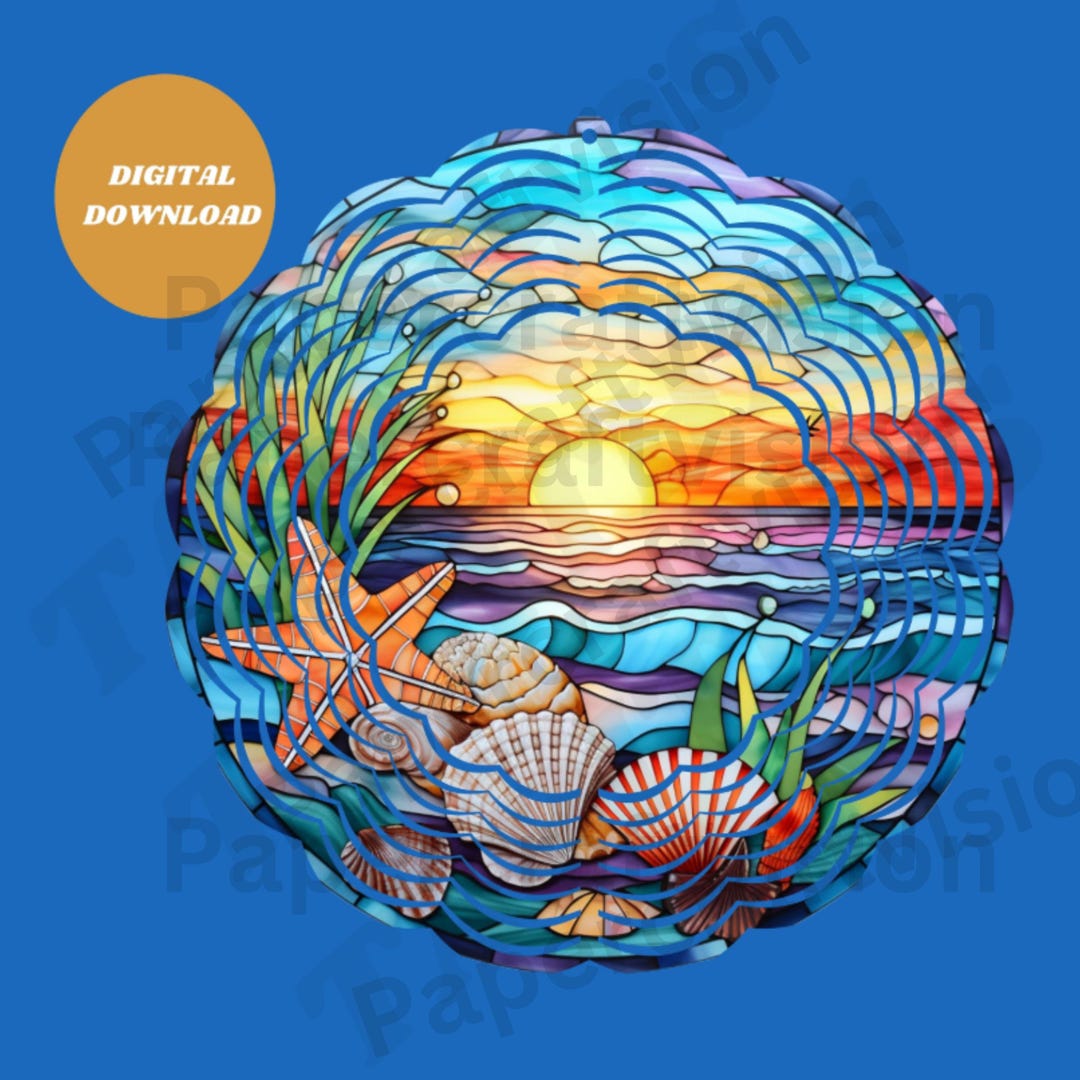 Beach Seashell Sunset Spinner PNG, Wind Spinner, Floral Wind Spinner ...