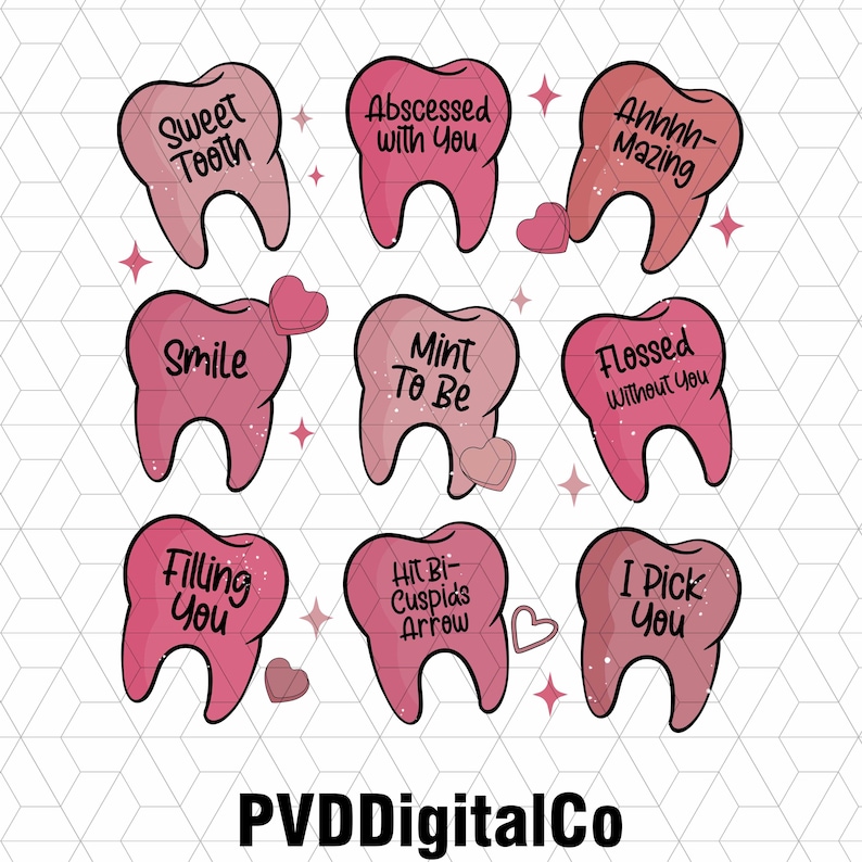 Valentine's Day Dental Tooth Png, Candy Hearts Tooth Png, Dentist Png ...