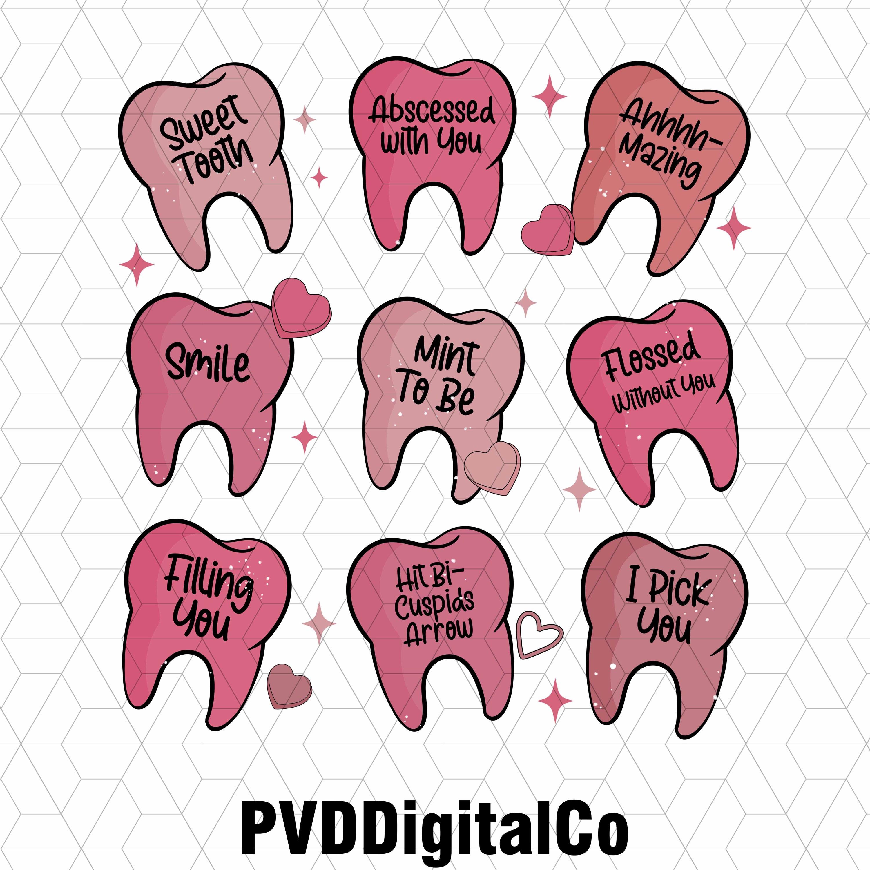 Valentine's Day Dental Tooth Png, Candy Hearts Tooth Png, Dentist Png ...