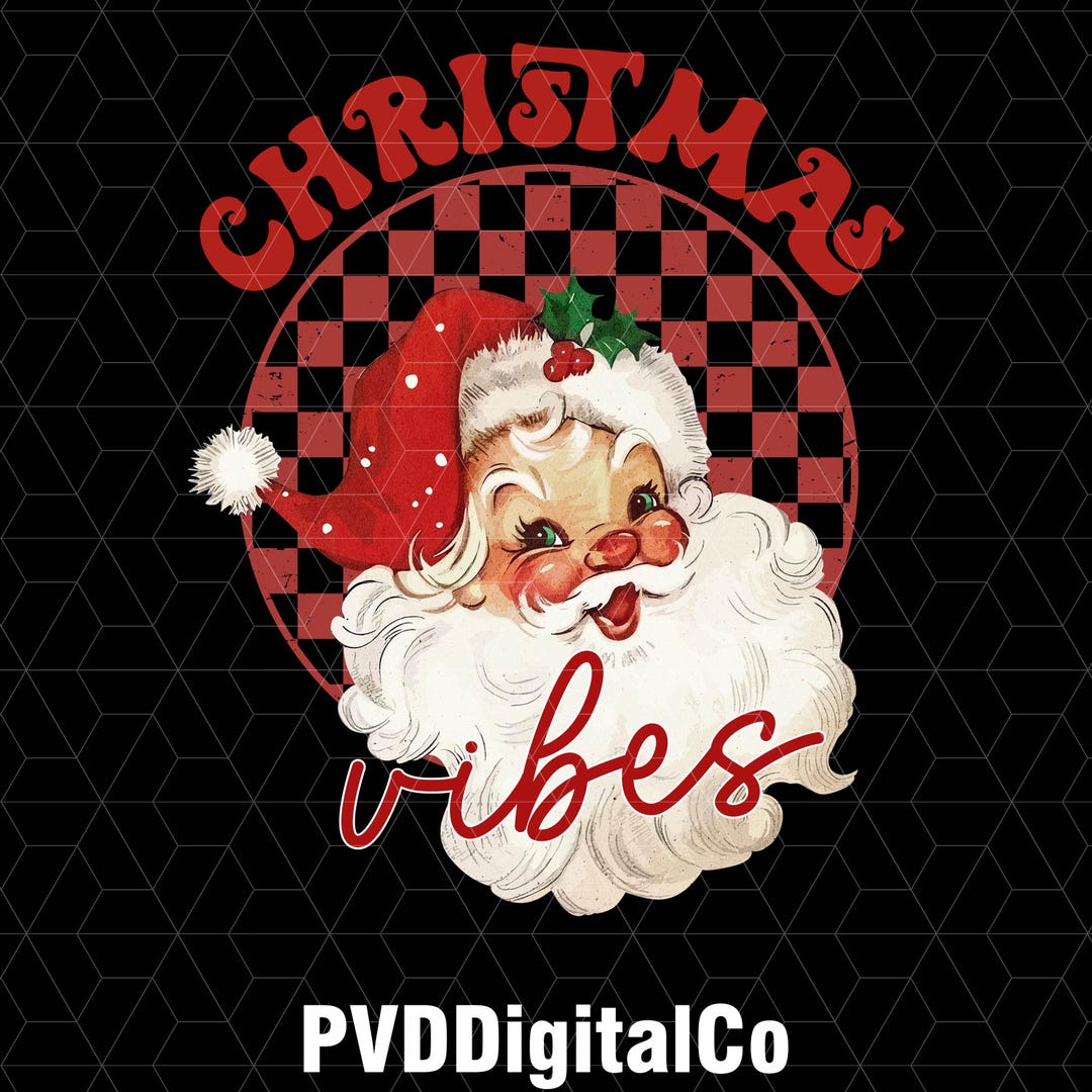 Christmas Vibes Png, Merry Christmas Png, Christmas Png, Retro Christmas Png, Checkered Santa ...