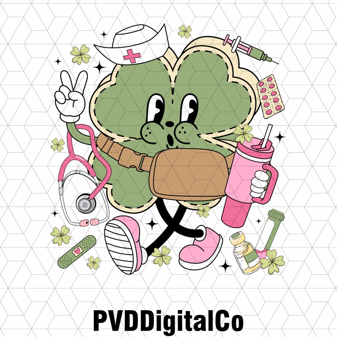 Retro Groovy One Lucky Nurse Scrub RN ICU ER St Patrick's Day Png ...