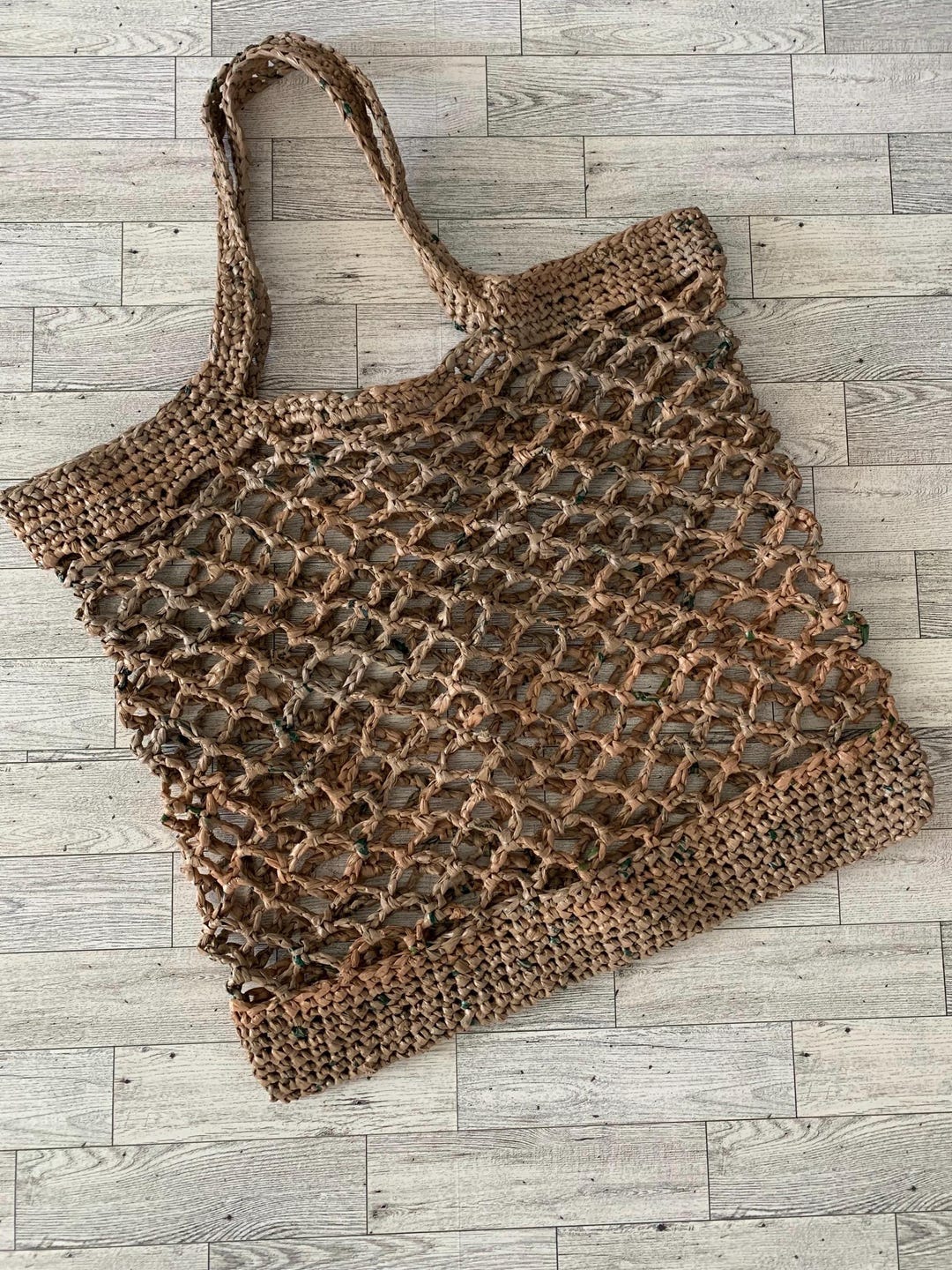 Crocheted Recycled Plastic Mesh Tote Market Bag - Handmade From 100% ...