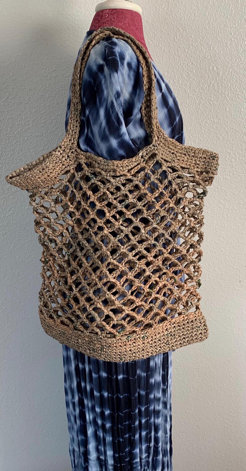 Crocheted Recycled Plastic Mesh Tote Market Bag - Handmade From 100% ...
