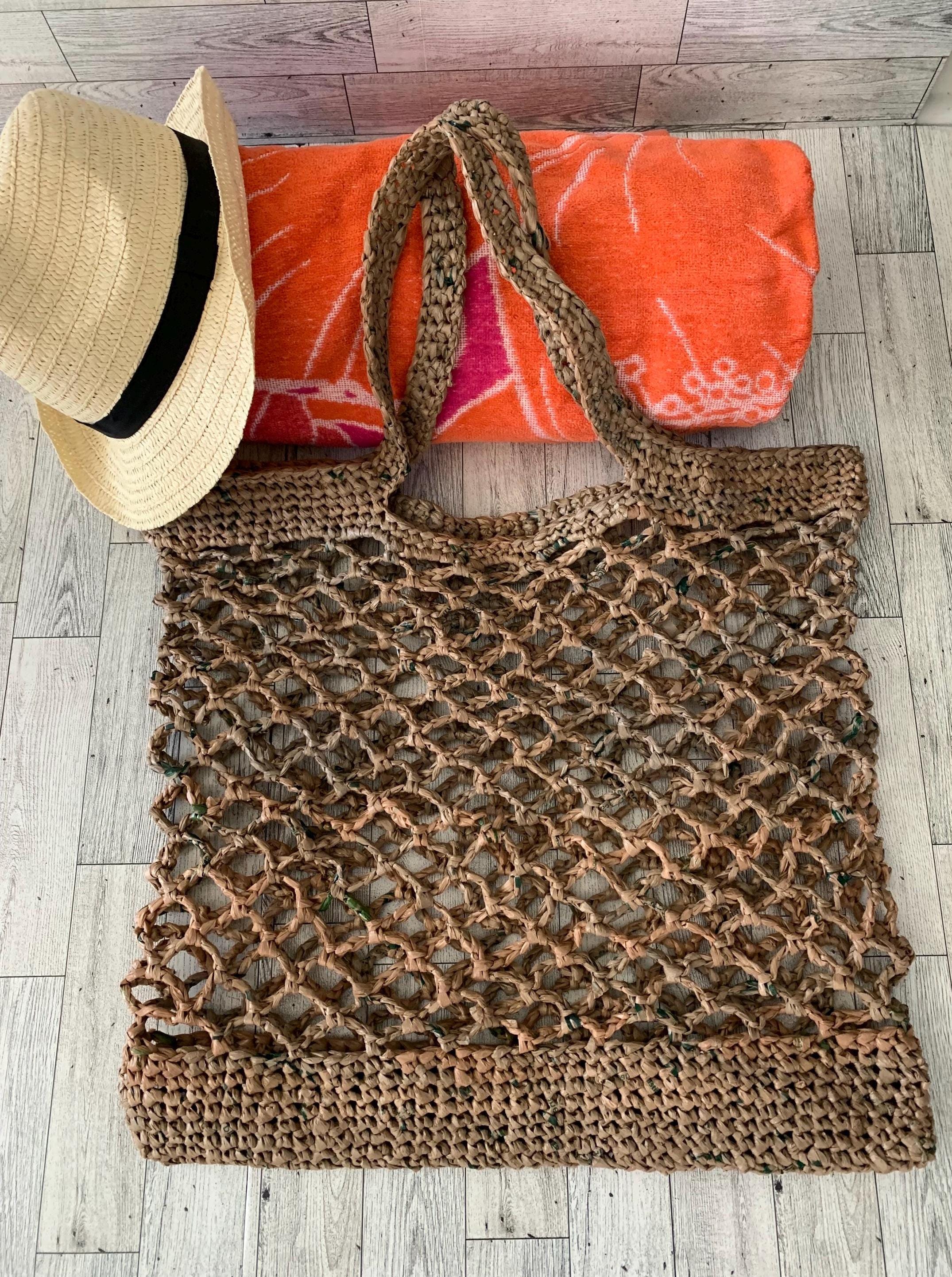 Crocheted Recycled Plastic Mesh Tote Market Bag - Handmade From 100% ...