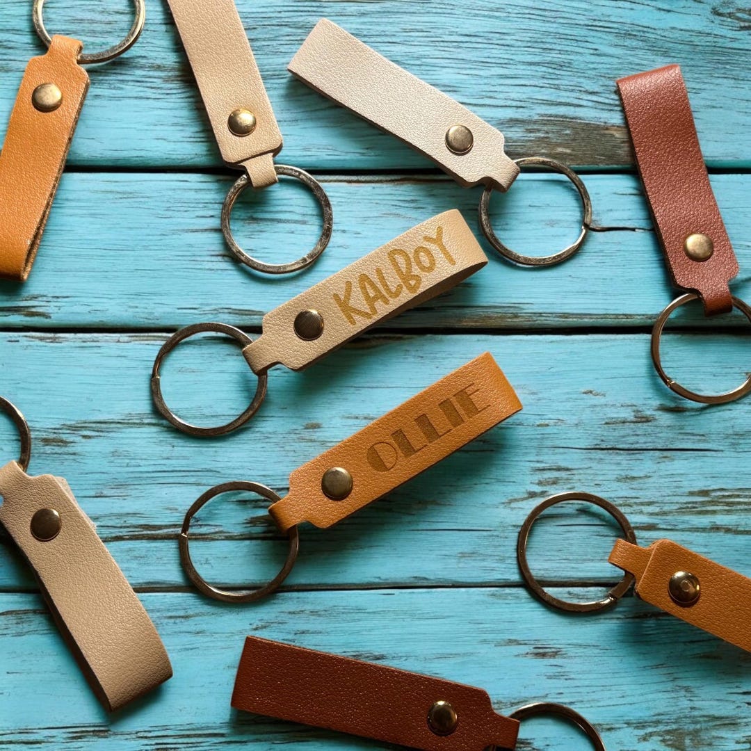 Leather Keychain - Etsy