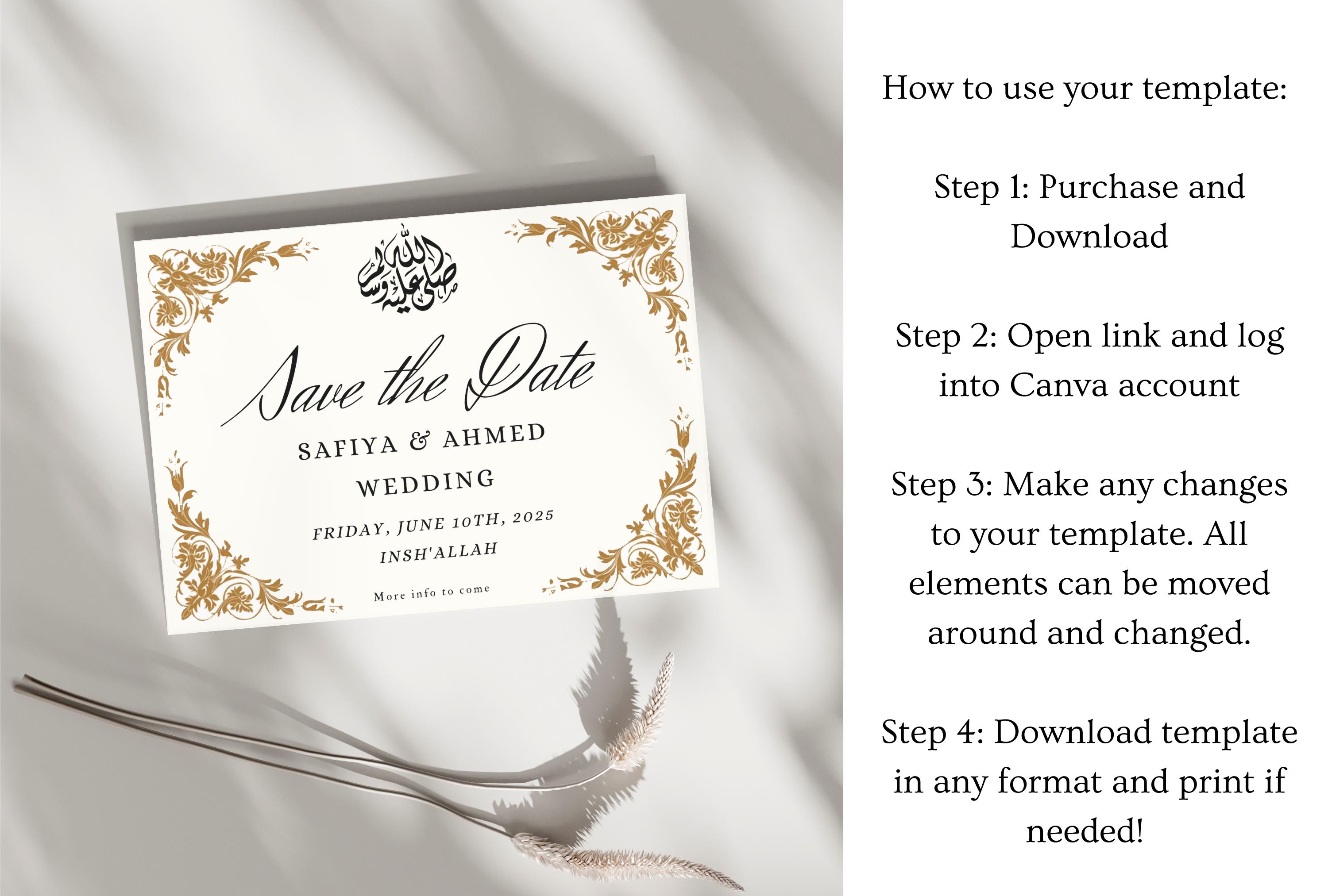 Muslim Couple Save the Date, Save the Date Template, Muslim Wedding ...
