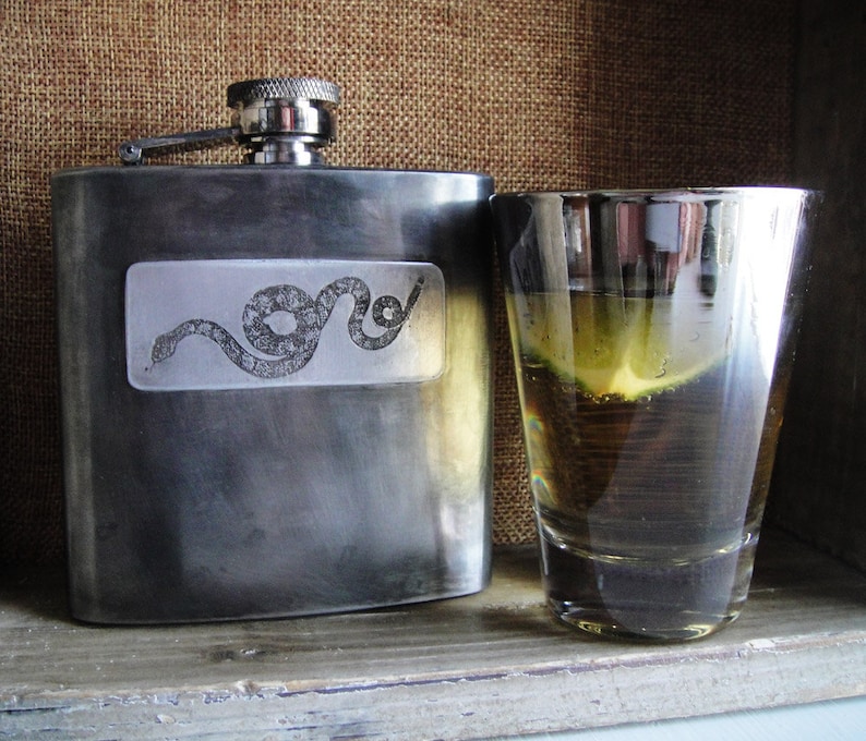 Rattlesnake Embossed Flask - Etsy