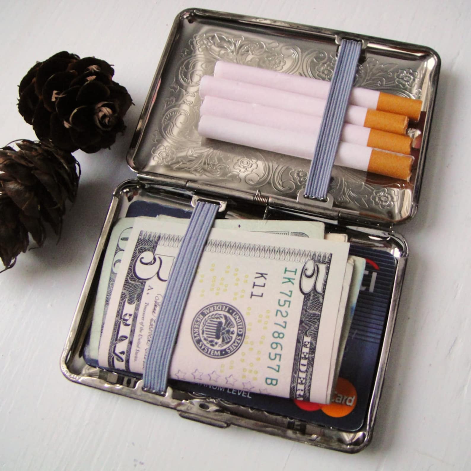 American Bison Etched Wallet / Cigarette Case in Victorian -- Acid Bath ...