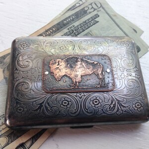 American Bison Etched Wallet / Cigarette Case in Victorian -- Acid Bath ...