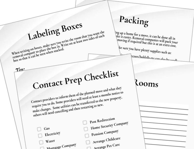 Moving House Organiser, Printable Planner, Checklist and Planner Digital Download - Etsy