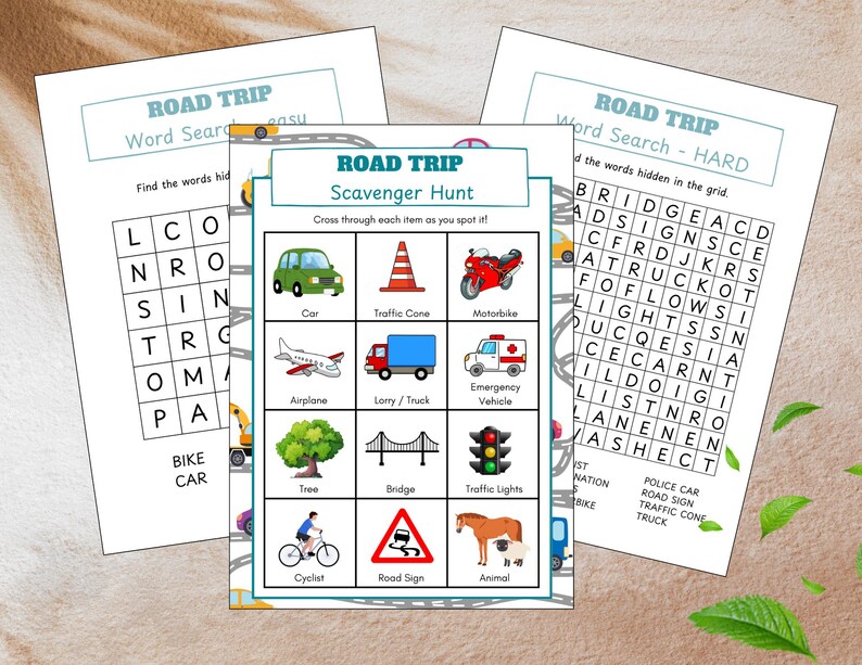 Road Trip Scavenger Hunt and Word Search, Road Trip Activity and Word ...