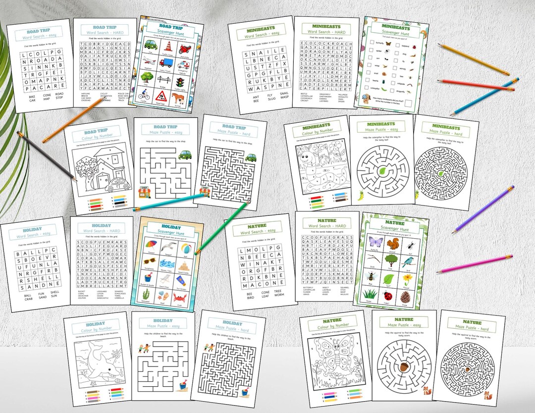 Kids Activity Mega Bundle, Mazes and Colour by Numbers, Scavenger Hunts ...