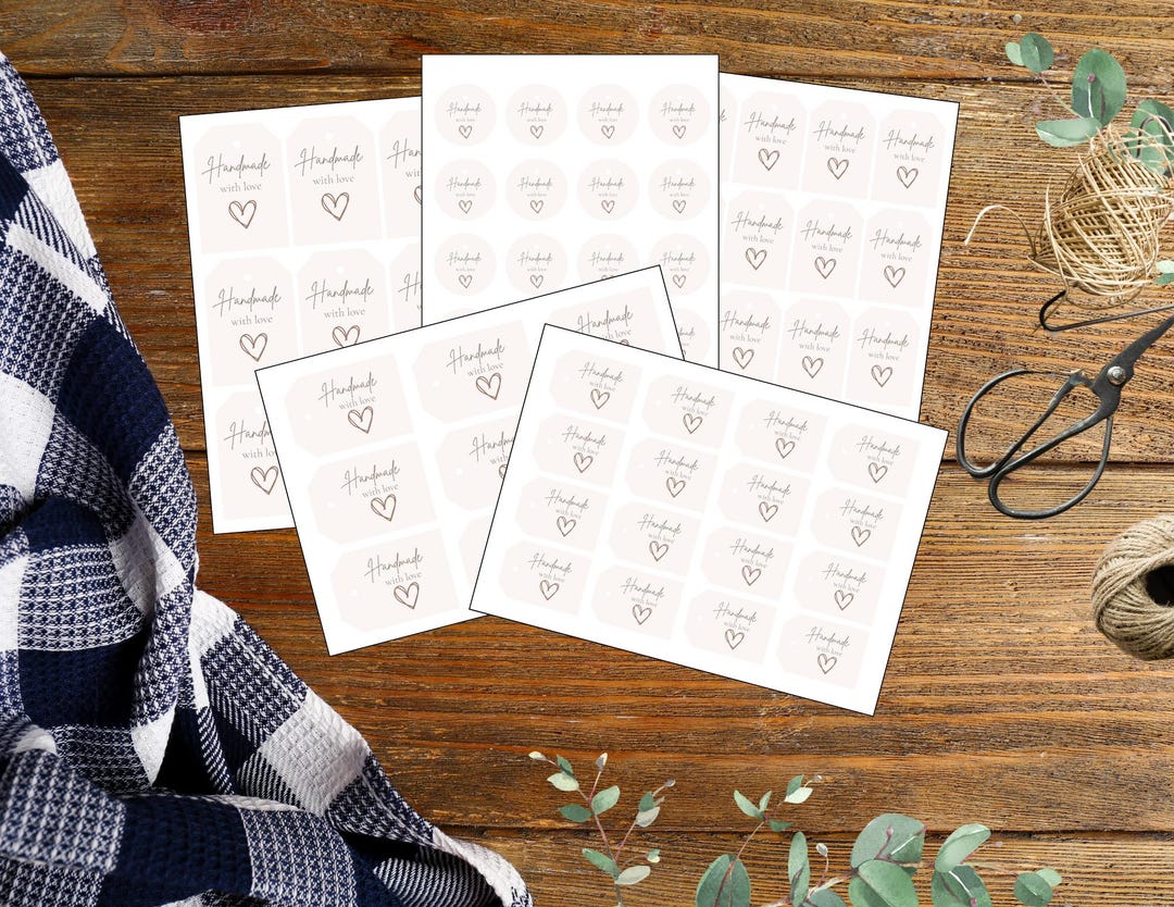 Handmade With Love Tags/labels, Printable Tags, Tags for Handmade Items ...