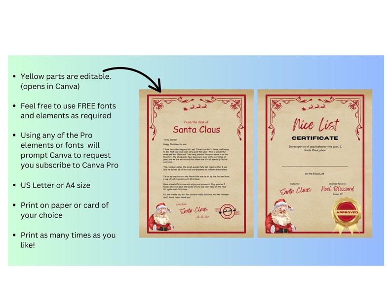 Editable Santa Letter, Printable Letter From Santa Bundle, Printable ...