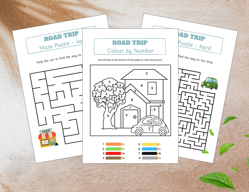 Road Trip Maze and Colour by Number: Kids Activity (PDF Pattern) - Etsy