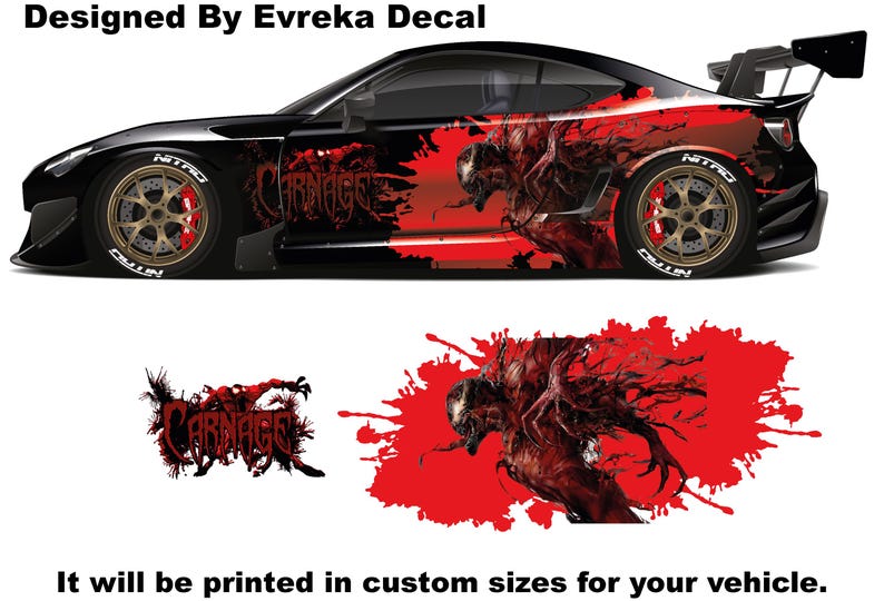 Venom Carnage, Car Livery, Cast Vinyl Wrap, Universal Size, Car Wrap ...