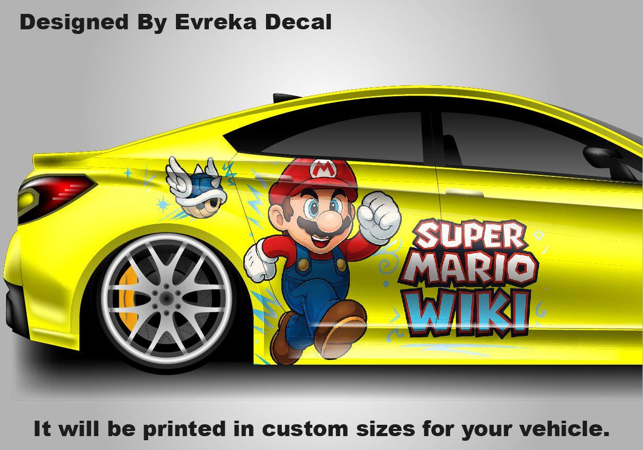 Super Mario Car Side Wrap, Full Color Graphics, Vinyl Livery Decal Fit ...