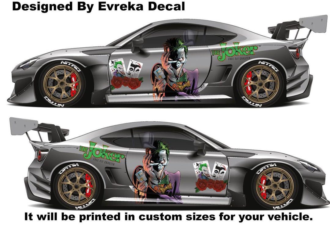 JOKER, Super Hero Villain Inspired Car Side Decal, Universal Size, Cast ...