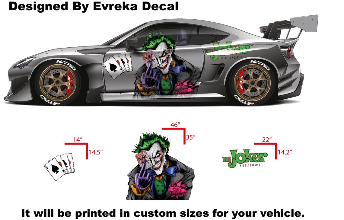 JOKER, Super Hero Villain Inspired Car Side Decal, Universal Size, Cast ...