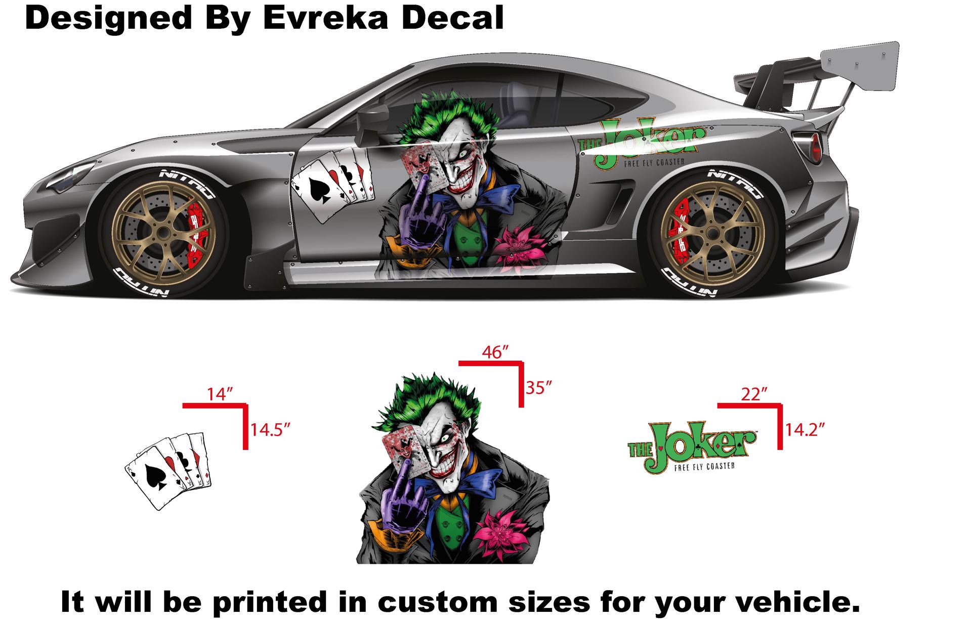 JOKER, Super Hero Villain Inspired Car Side Decal, Universal Size, Cast ...