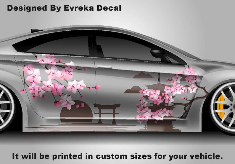Sakura Cherry Blossom Car Livery, Japanese Theme Side Car Vinyl Livery ...