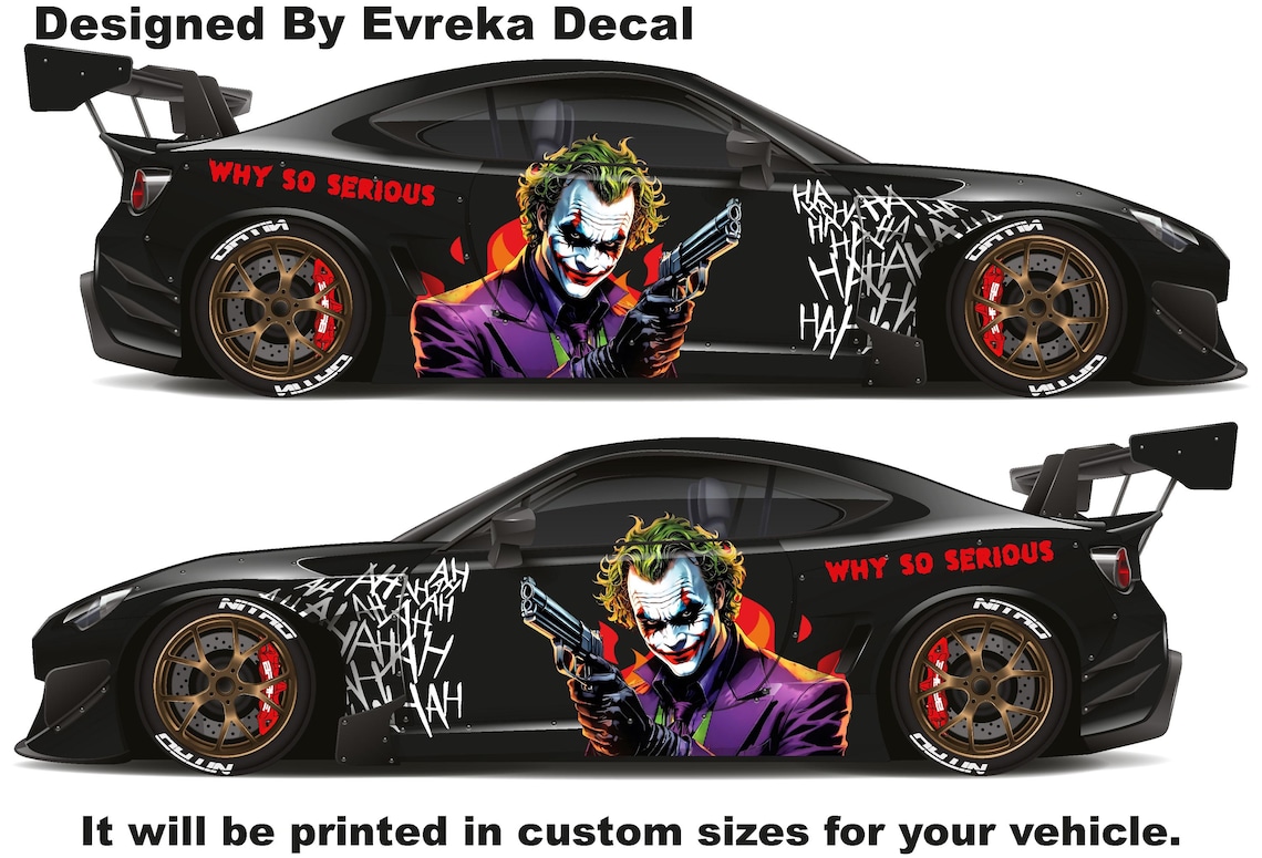 Joker Car Wrap, Car Livery, Cast Vinyl Wrap, Universal Size, Car Wrap ...