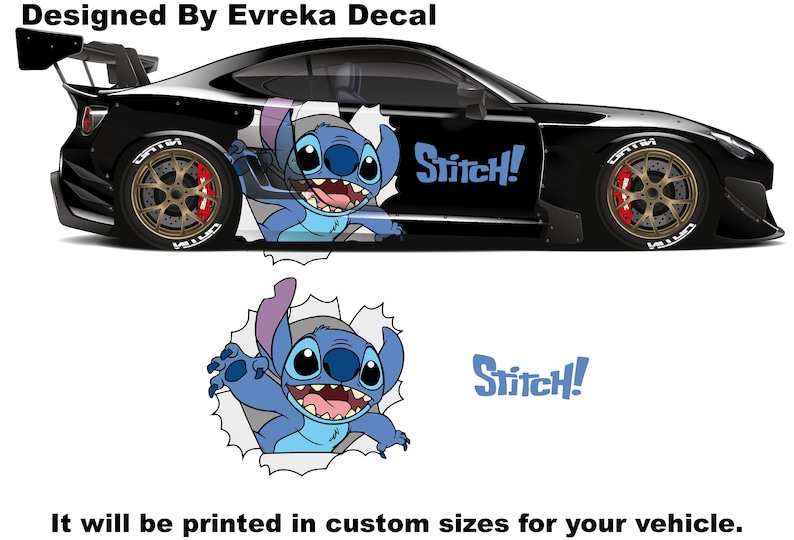 Stitch, Car Livery, Cast Vinyl Wrap, Universal Size, Car Wrap, Car ...