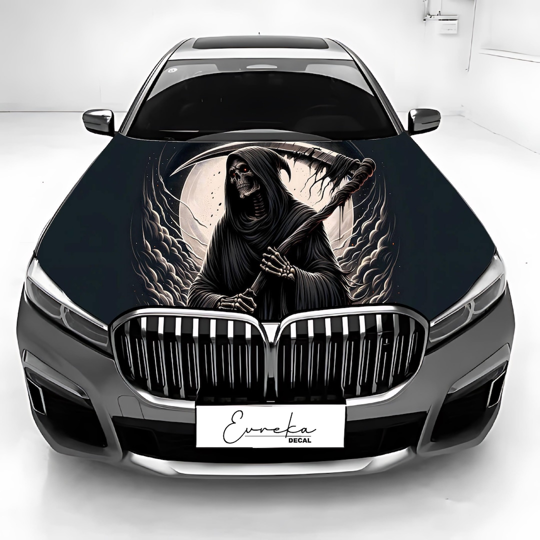 Grim Reaper Skull Car Hood Wrap, Car Hood Decal, Car Hood Sticker, Hood ...